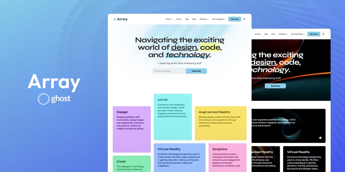 Discover Array — a vibrant and playful way to organize content on Ghost